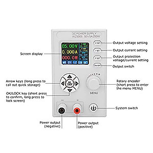 DC Power Supply Variable, 0-50V 0-5A Adjustable Switching Regulated Power Supply with 4 Digits LCD Display, Bench Power Supply with Multi Protections, Remote Control
