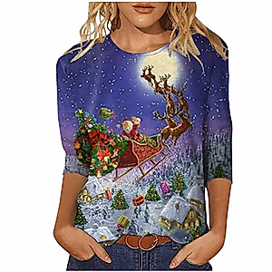 Summer Clothes for Women 2023 2023 Summer Sudadera estampada Mujer Sí Soy frío Camisa con Estampado de letras 3/4 Sudaderas navideñas Manga Larga jerseyT1-GreenSmall