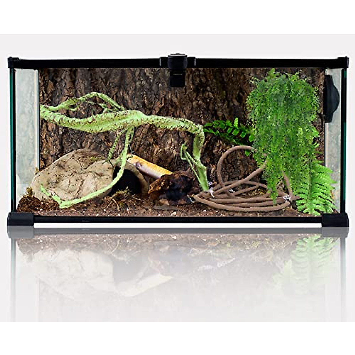 HERCOCCI Reptile Vines, Flexible Jungle Climbing Vines Terrarium Plastic Plants and Leaves Tank Accessories Decor for Gecko Snake Lizard Bearded Dragon Hermit Crab Frog