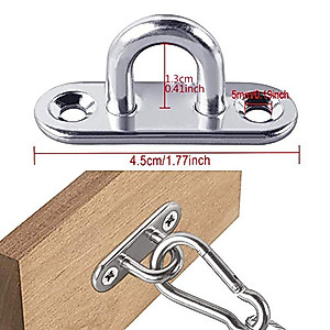 Stainless Steel Ceiling Hook Pad Eye Plate, BESTZY 1.8 inch Pad Eye Plate Wall Mount Hook, Marine Hardware Staple Hook Loop Screws Set (Pack of 8)