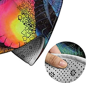 NiYoung Super Soft 36" Diameter Round Area Rug - Wonderland Trippy Mushrooms Non-Slip Doormat Floor Mat Home Decor for Living Room, Home, Bedroom, Absorbent Memory Foam Shaggy Rugs