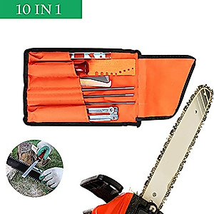 Emoshayoga Chainsaw File Tool Kit, Easy to Carry Fast Filing and Cutting Chainsaw Sharpener File Set 10Pcs Original Wood Handle for Craft for Garden