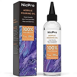 Nicpro 7 Ounce Silicone Pouring Oil for Art, Dramatic Cell Activator for Acrylic Paint Pour, 100% Silicone Medium Compatible with All Painting Acrylic or Watercolor - Come with Instruction