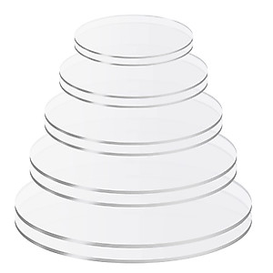 Tuelaly 2Pcs Cake Plates, Cake Disk, Acrylic Round Discs, Non-Sticky Reused Acrylic Buttercream Cake Discs for Cakes Serving