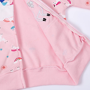 Akyzic Jackets for Girls Zip Up Hoodie Unicorn Jacket Kids Back to School Outfit Hooded Sweatshirt Toddler Winter Outerwear 5T/3012