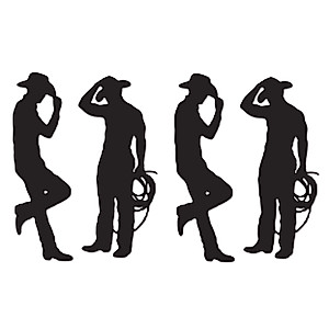 Beistle , 4 Piece Cowboy Silhouettes, 35'' & 37'' (Black)