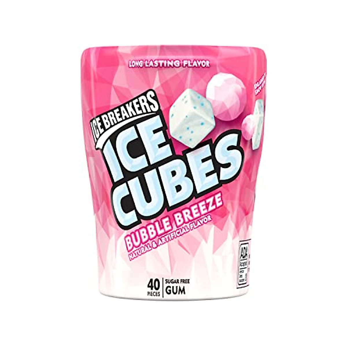 ICE BREAKERS Ice Cubes Bubble Breeze Sugar Free Chewing Gum Bottles, 3.24 oz (6 Count, 40 Pieces)