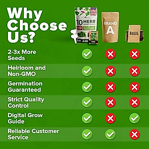 10 Culinary Herb Seeds - Non-GMO, Heirloom Seeds - 3000+ Seeds for Planting for Outdoor or Indoor Herb Garden, Basil, Cilantro, Parsley, Chives, Thyme, Oregano, Dill, Marjoram, Mint, Tarragon