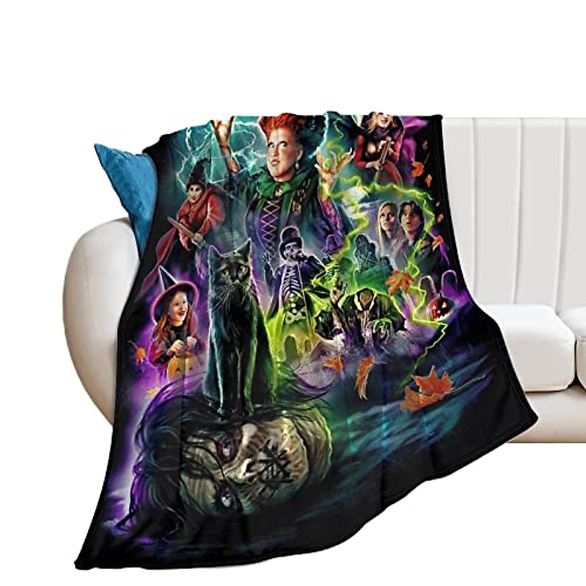 Lsolivlt Halloween Super Soft Throw Blanket Air Conditioner Blanket Air Conditioner Blanket for Couch Sofa Chair Office Travelling Camping Gift (Black1, 60''X50'')