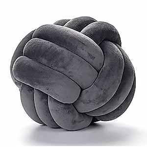 7UYUU Soft Knot Pillow Ball, Decorative Short Plush Knot Throw Pillow Large Round Bed Sofa Back Knot Velvet Pillow Cushion Small Knot Pillow for Baby (Dark Gray, Large 11 Inches)