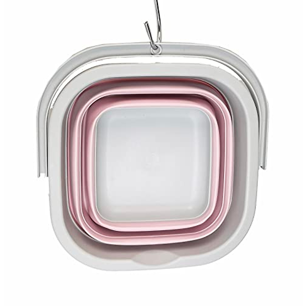 SAMMART 5L (1.3 Gallon) Collapsible Rectangular Handy Basket / Bucket (Pale Pink + Pine (Set of 2))