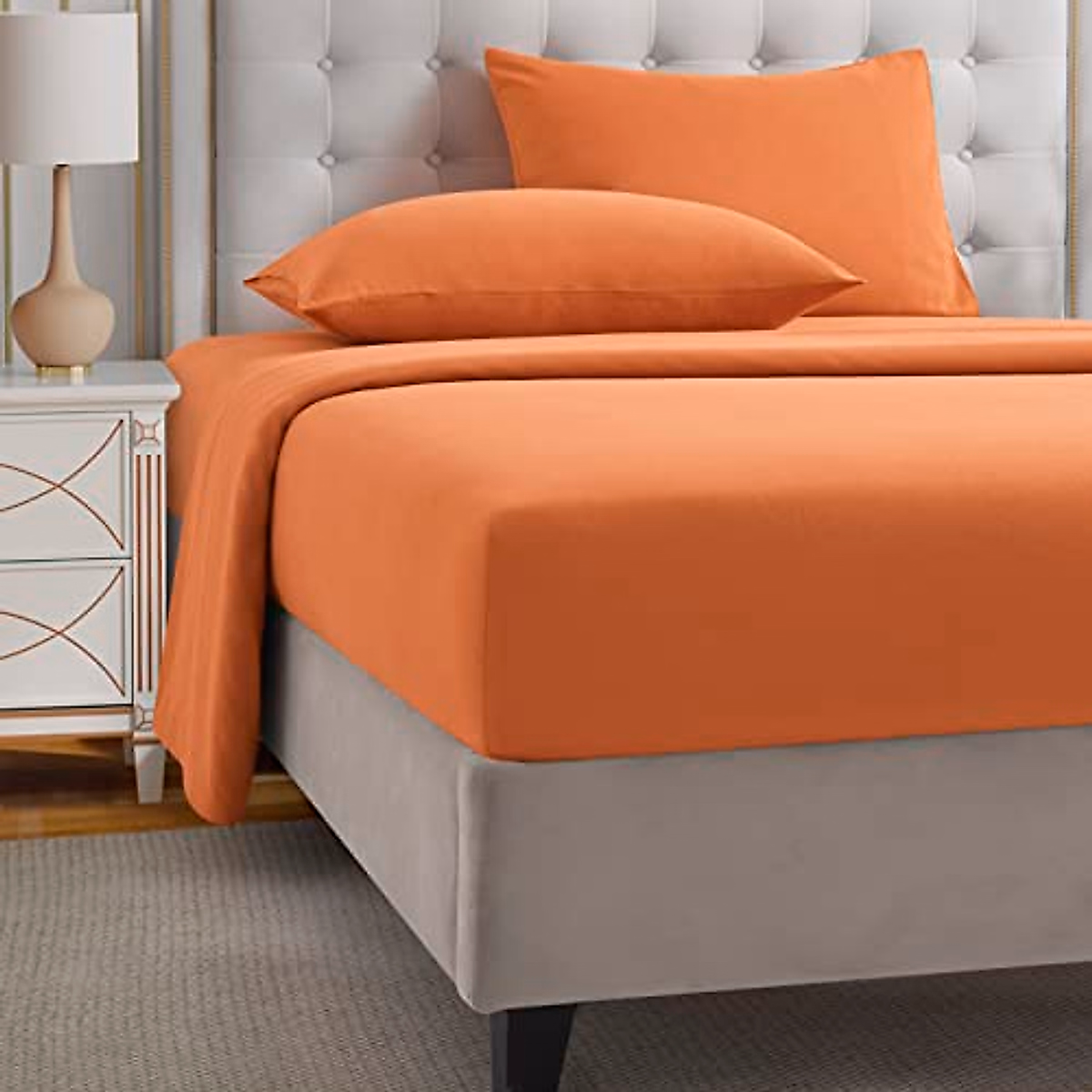 DengChao 4PCS Twin Size Brushed Microfiber Bed Sheet Set with Body Pillowcase,16 Inches Deep Pocket Fitted Sheet Easy to Fit Mattress,Soft Breathable Wrinkle and Fade Resistant,Terracotta