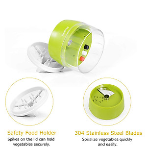 Handheld Spiralizer Vegetable Slicer, Adoric 3 in 1 Heavy Duty Veggie Spiral Cutter - Zoodle Pasta Spaghetti Maker for Low Carb/Paleo/Gluten-Free Meals