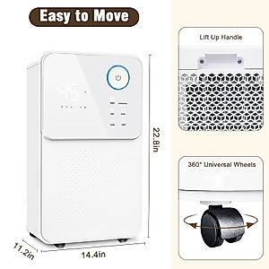 3000 Sq. Ft Dehumidifier for Bathroom Basements Home RV, Aerofy Dehumidifiers with Drain Hose, Upgraded ION & Sleep Mode, 3 Dehumidification Modes, 24H Timer, Smart LCD Touch Panel, Auto Shut Off