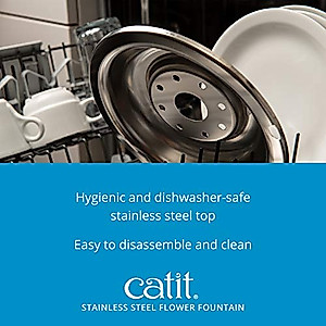 Catit Stainless Steel Flower Fountain with Triple Action Filter, Cat Drinking Water Fountain, 3 L