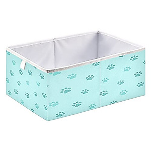 Kigai Paw Print Cube Storage Bins - 11x11x11 In Large Foldable Storage Basket Fabric Storage Baskes Organizer for Toys, Books, Shelves, Closet, Home Decor