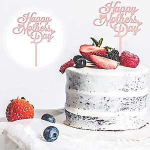 Mother's Day Cake Topper, 10pcs Acrylic Happy Mother's Day Cupcake Topper for Birthday Mother's Day Cake Party Decoration Supplies (Pink -1)