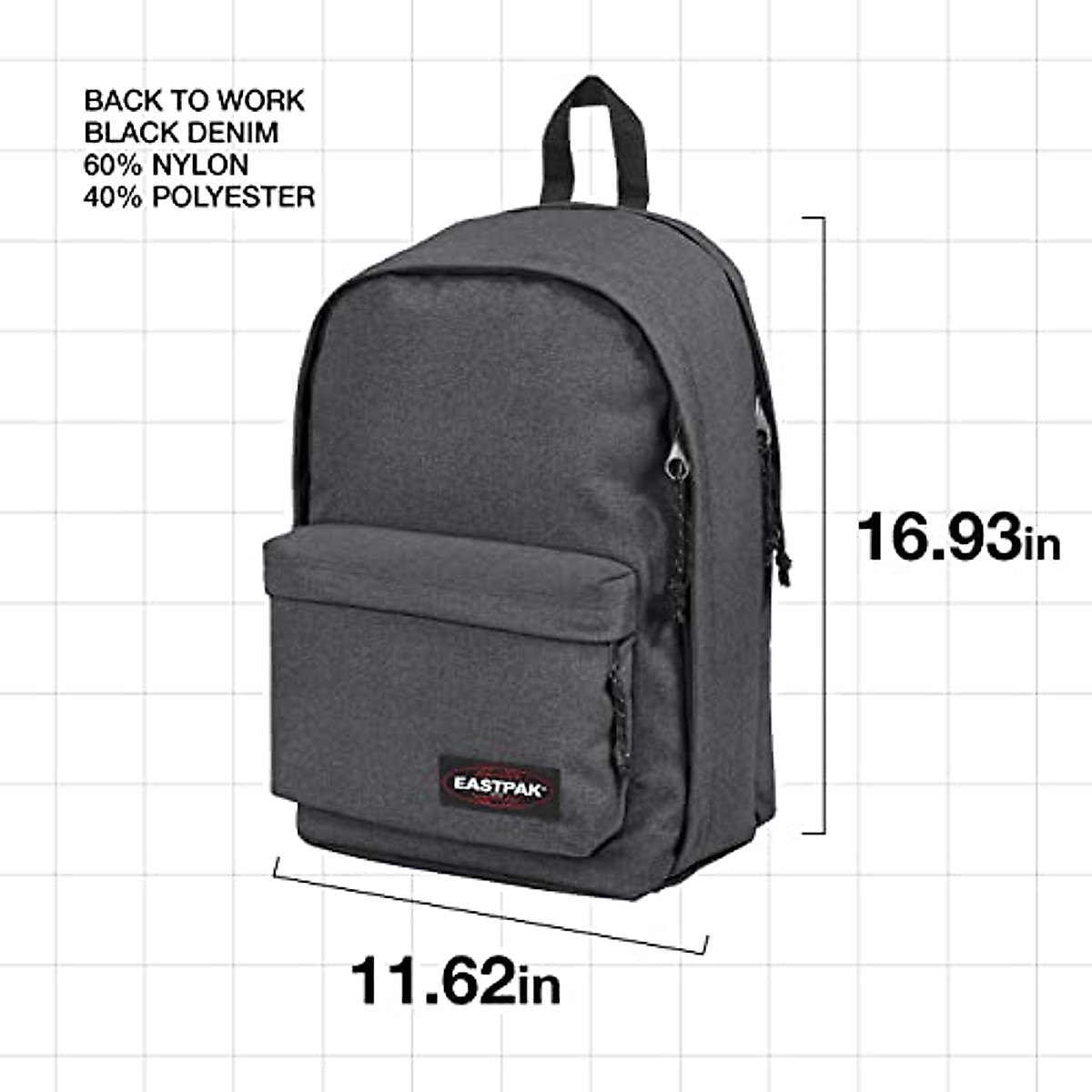 Eastpak Back to Work Backpack - Bag for School, Laptop, Travel, Work, or Bookbag - Black Denim