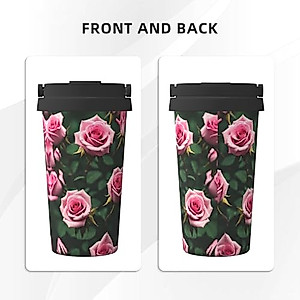 WANGXUEE Red Rose Flowers Print 500ml Stainless Steel Travel Tumbler Double Wall Vacuum Insulated Coffee Mug