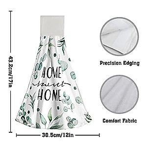 Giwawa Home Sweet Home Hanging Kitchen Towels Green Leaves Hand Tie Towel Set of 2 Fast Drying Dish Tea Towels for Bathroom Toilet Gym Decor