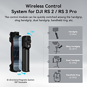 SMALLRIG Wireless Control Handle for DJI RS 2 RS 3 Pro, Foldable Handle with Control Module, Threaded Holes, Built-in Cold Shoe and NATO Rail - 3919