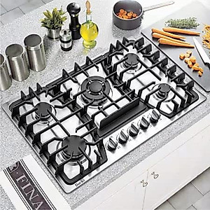 Deli-kit 30 inch Gas Cooktops Dual Fuel Sealed 5 Burners Gas Cooktop Built-In Stainless Steel Gas Hob DK257-A03 Gas Cooktop