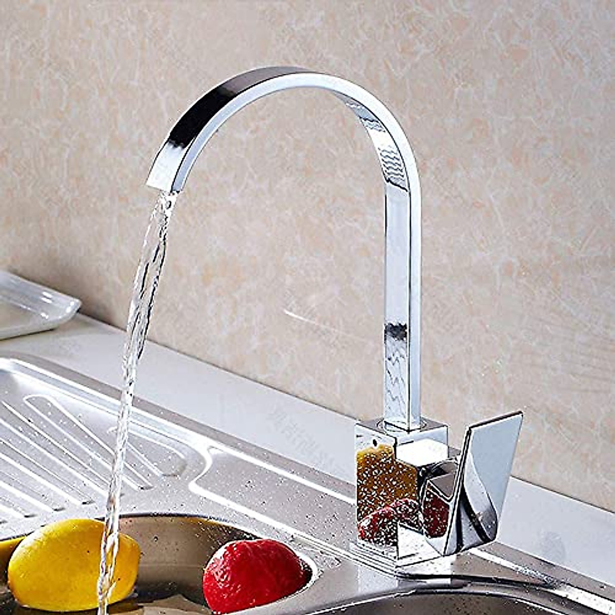 JVOZBZMWZ Electroplating Kitchen Faucet Swivel Faucet,Tetragonal Water Tank,Cold Water Mixer,Faucet Bath Basin Faucet,F (Color : A)