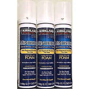 NEW - Kirkland Minoxidil for MEN Hair Growth Treatment Unscented 3 Month Supply Topical Aerosol 5% (Foam), (Compare to Men's Rogaine's Active Ingredient)