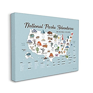 Stupell Industries National Parks Adventures USA Map Canvas Wall Art, Design by Stephanie Workman Marrott