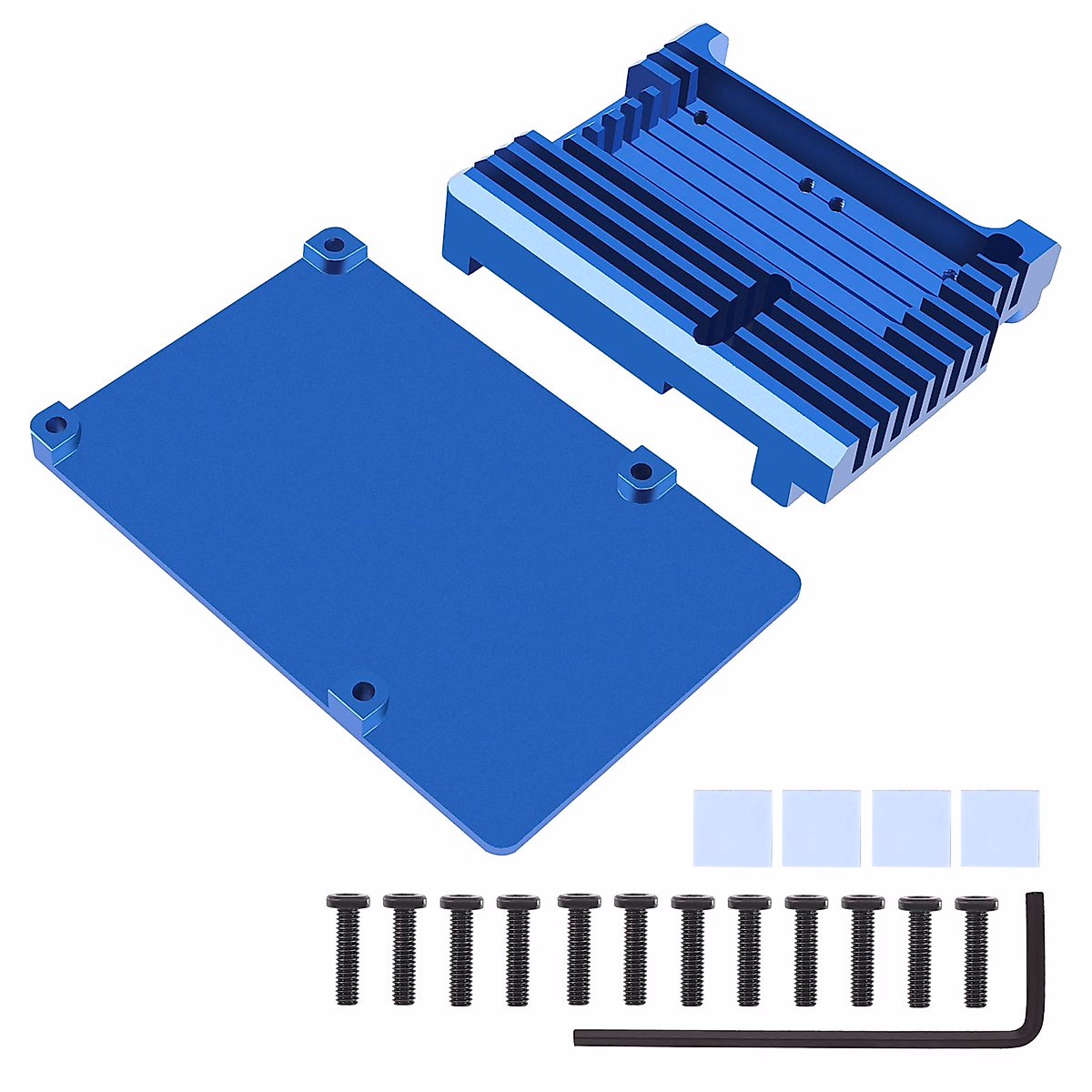 Dorhea for Raspberry Pi 4 B Metal Case, Armor Case with Dual Cooling Fan Aluminium Armour - Heatsink Case for Raspberry Pi 4, Radiation and Rust Protection for Raspberry Pi 4 B (Blue)