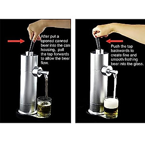 YJSG Beer Draft Dispenser,Beer Foam Machine,Canned Beer Draft System,Beer Foam Maker,Beer Tap,Mini Kegerator,Converts Any Can Into Draft for Beer Bars,A Great Gift for Beer Lovers,Silver
