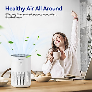 Air Purifiers for Bedroom up to 588 Ft², 20dB Bedroom Air Purifier for Small Room Removes Dust Pets Hair Smoke Odor with Aromatherapy Function(White)