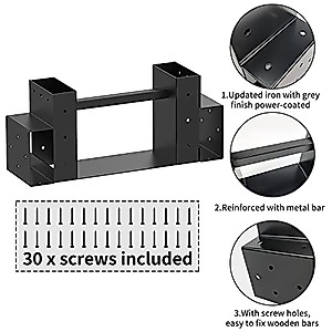 Foozet Firewood Rack Outdoor with Wood Screws Log Rack Heavy Duty Steel Adjustable to Any Length Station Firewood Bracket Kit Black Medium