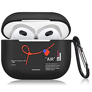 AirPod 3rd Generation Case Hot Sports Shoes Brand Creative Painted Soft Silicone Shockproof Cover Compatible with AirPods Case 3rd Generation 2021 (Black)