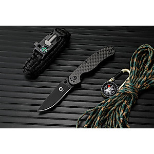 CNYJ Pocket Folding Knife D2 Blade Carbon fiber Handle Everyday Carry Knife for Men Womening Everyday Carrying