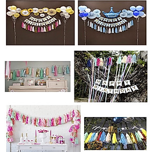 20pcs 14 Inch Shiny Tissue Paper Tassels Garland Bunting for Wedding Baby Shower Festival Anniversary Birthday Party Banner Wall Hanging Decorations DIY Kit (Light Blue)