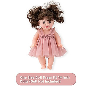 Girl and Doll Matching Dress Outfits Baby Girls Layered Tulle Tutu Dress for Toddler Girl and 14" Dolls Beansand 2T