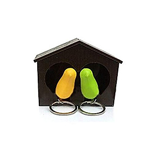 BESPORTBLE Birdhouse Key Holder Sparrow Whistle Keychain Hook Home Living Room Decorative Brown