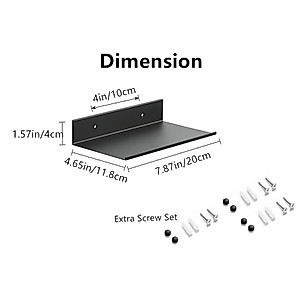 Z metnal Small Floating Shelves, Mini Display Metal Shelf for Collection, Decor Lack Wall Shelf, Utility Shelves,Aluminum, Wall Mounted, Matt Black, 8 inch, 2 Pack