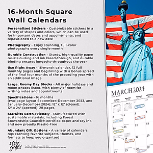 Stars and Stripes | The American Flag | 2024 12 x 24 Inch Monthly Square Wall Calendar | Sticker Sheet | StarGifts | USA United States of America