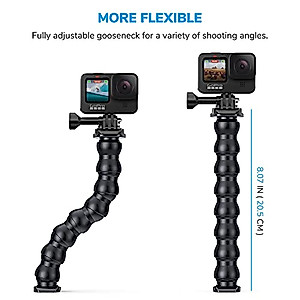 Sametop Jaws Flex Clamp Mount with Adjustable Gooseneck Compatible with GoPro Hero 11, 10, 9, 8, 7, 6, 5, 4, Session, 3+, 3, 2, 1, Max, Hero (2018), Fusion, DJI Osmo Action Cameras