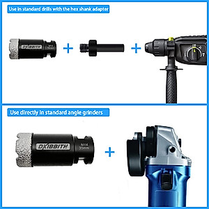 Dry Diamond Core Drill Bits 1-3/8 Inch (35mm) Tile Hole Saws for Porcelain Ceramic Tile Marble Brick Hole Saw with 5/8-11 Thread Plus 3/8 Inch Hex Shank Adapter