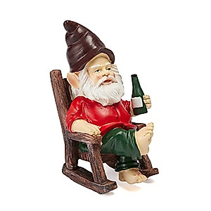 Large Garden Gnome Funny Figurine Statue, Adorable Figurine Lawn Ornament Dwarf Sculpture Patio Yard Landscape Porch Decoration Outside Gifts Decor 6.1” High 5.3” Wide - Unique Gifts