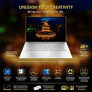 HP Envy 17T Laptop i7-1195G7 11th gen, 16GB RAM, 512 GB NVMe SSD, 17.3" FHD Touch, Thunderbolt 4, Win 11 PRO, WiFi 6, B&O Speakers, USB-A, Intel Xe Graphics, Silver, 64GB Tech Warehouse Flashdrive