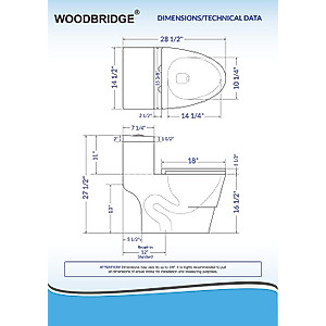 WOODBRIDGEE One Piece Toilet with Soft Closing Seat, Chair Height, 1.28 GPF Dual, Water Sensed, 1000 Gram MaP Flushing Score Toilet, T-0015