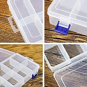 3Pcs Large Transparent Plastic Storage Box with Adjustable Dividers 8 Grids Clear Rectangular Organizer Container for Jewelry Beads Earring Fishing Hook Small Accessories