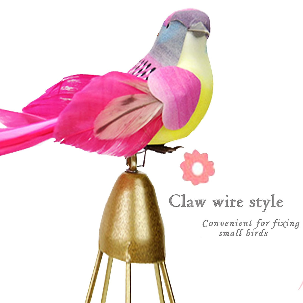 LWINGFLYER 12pcs Artificial Foam Feather Birds with Claw Fake Birds Ornaments for Craft Festival Christmas Decoration Wedding Decor 15cm/5.9inch (12pcs Claw)