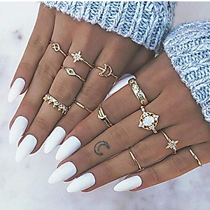 CSIYANJRY99 Boho Gold Rings for Women Star Moon Knuckle Ring Set,Vintage Stackable Midi Finger Rings Cute Trend Aesthetic Jewelry (C)
