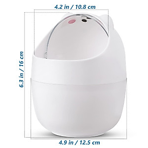 Veemoon Desktop Mini Trash Bin with Shake Lid Cute Trash Can Countertop Garbage Storage Bucket Wastebaskets Small Waste Bin for Desk Car Office Kitchen- White