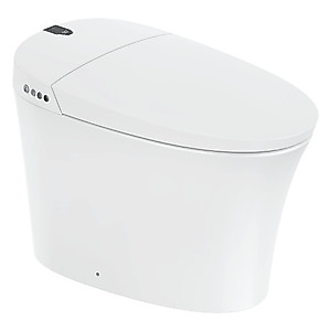 Elongated Smart Bidet Toilet Seat with Dual Flushing - One Piece Heated Toilet Seat Air Dryer - Tankless Toilet Bidet with 6 Levels of Seat and Wind Temperature